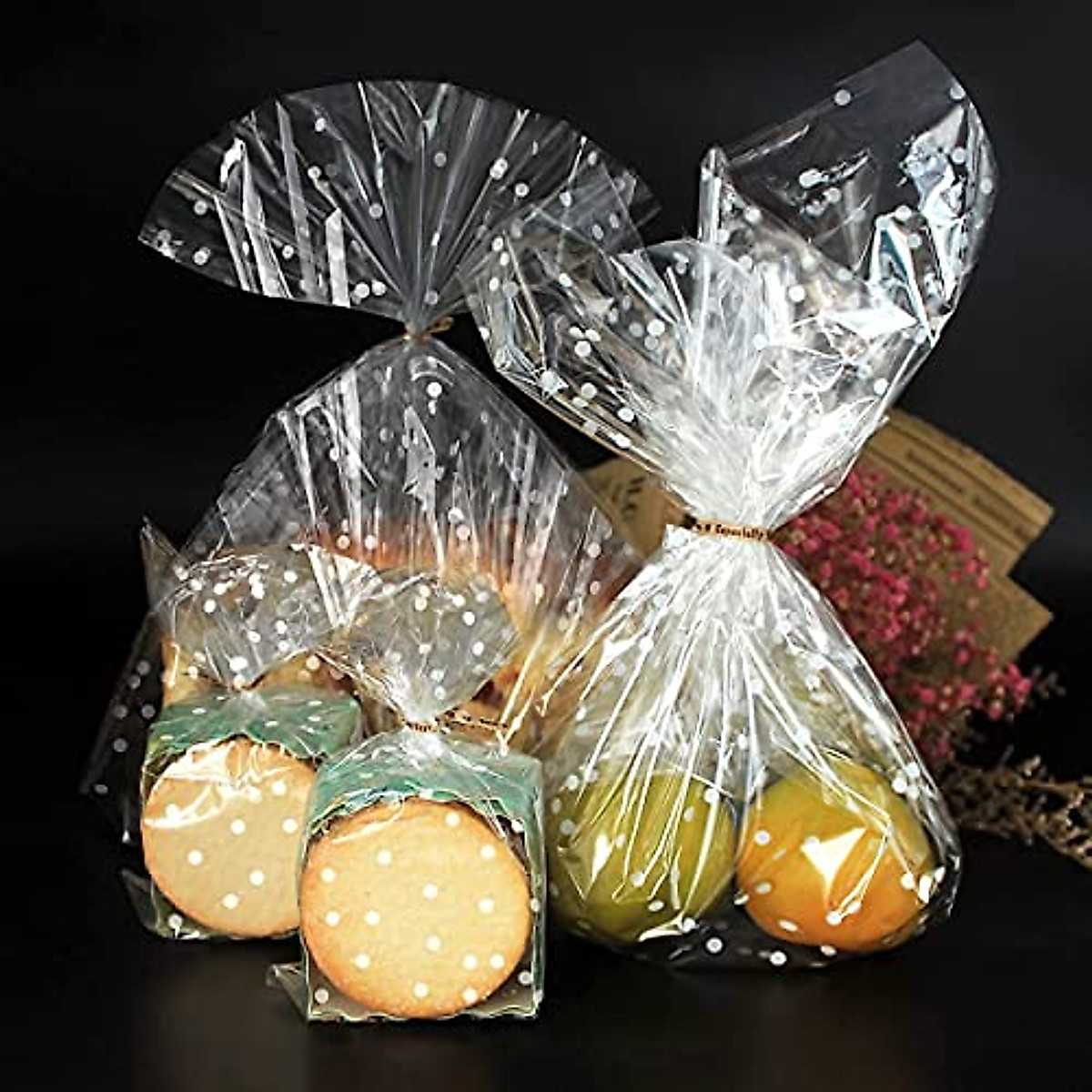 HFHSY (118 ft x 34 in Clear Cellophane Wrap Roll Irregular White Dot Cellophane Roll 3 Mil Clear Wrap Cellophane Bags,Wrap Roll, Cellophane Roll, Cellophane Wrap for Gifts, Baskets, Flowers