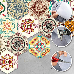 Alwayspon 10 Pcs Hexagon Non-Slip Floor Sticker for Home Decor, Peel and Stick Self-Adhesive Wall Sticker for Living Room Kitchen Bathroom, 7.9x9.1inch