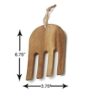 Acacia Wood Salad Serving Bowl 12” with Salad Hands 3 Piece Set by Woodard & Charles