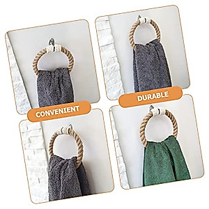 Veemoon Kitchen Rings Wooden Stand Wall-Mounted Bohemian Woven Decorative Accessories Hand Ring Bath Shower Design Storage Rope Bathroom Mount Holder Towel Bedroom Shape Rack Rustic