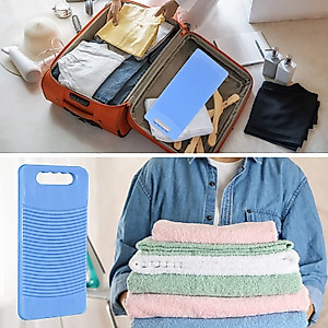 MZD Plastic Rectangle Washboard Washing Clothes Board 50cm Long (Blue)