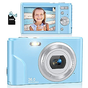 Kids Camera, Lecran Digital Camera Autofocus 1080P 48MP Vlogging Camera with 16X Digital Zoom, LCD Screen, Compact Portable Mini Toy Cameras Gift for Students, Teens, Kids, Girls, Boys (Sky Blue)