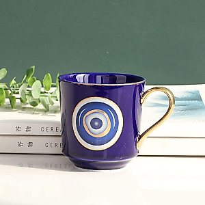 MOWUQEEN Espresso Coffee Cups Set, Evil Eye cups Ceramic Coffee Mug, Hamsa Hand Designed Set of Cups And Saucers resso Coffee Cups Set, Ceramic Coffee Mug Tea Cup (DY-Devil's Eye Cup-C)