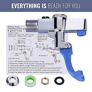 iVIGA Glass Filler Faucet Wall Mount, Push-Back Water Bottle Filling Station, Brass Glass Filling Station Commercial Water Filler Faucet for Bar Cafe Hotel Kitchen Restaurant - Female Inlet & Flange