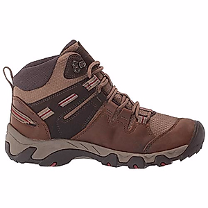 KEEN Women's Steens Mid Height Leather Waterproof Hiking Boots, Toasted Coconut/Tibetan Red, 10