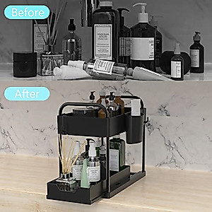 STOUTPELY Under Sink Organizer, Under Kitchen Sink Organizers And Storage 2 Tier Cabinet Shelves Organizer Racks Multipurpose Bathroom Collection Baskets, Kitchen Countertops And Bathrooms, 2 Pack