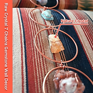 Raw Crystal 7 Chakra Gemstone Wall Decor, Large Crystal Gemstone Decor, Wall Hanger Meditation Hanging Ornament, Handmade Pendant for Birthday Gift Window Wedding Souvenir