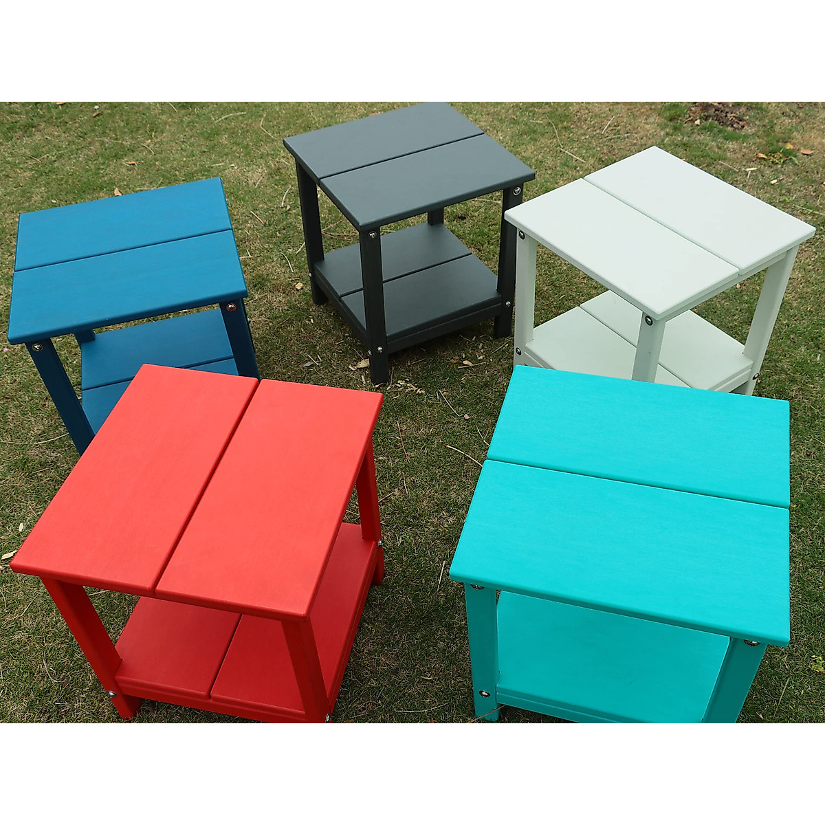 Aoorun Fan Shaped 5-Piece backrest, 420lbs, Widened seat, All Weather Resistant, Foldable HDPE Recyclable Plastic Adirondack Chair-Blue