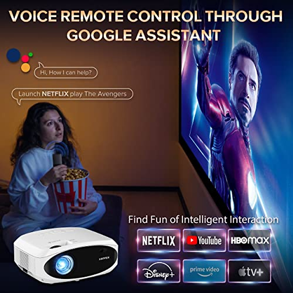5G Projector Digital Keystone&Zoom Support, XOPPOX Smart Bluetooth and Native 1080P Projector 4K Support, Full HD Outdoor&Home Theater Movie Projector[Extra Bag Included]