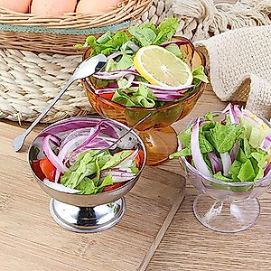 Aramox Ice Cream Bowl, Elegant Trifle Tasting Bowls Scratch Proof Stainless Steel Rust Resistant with Fork for Hotel (250ml)