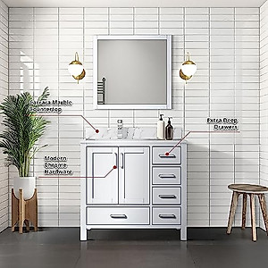 Lexora Jacques 36 in. W x 22 in. D Left Offset White Bath Vanity