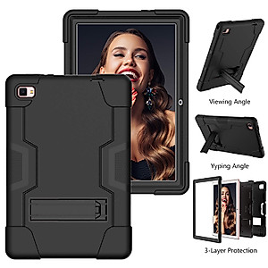 FIEWESEY for Dragon Touch Notepad 102 10 Inch Tablet Case,Heavy-Duty Drop-Proof and Shock-Resistant Rugged case(with Stand), for Blackview Tab 8/8E/Teclast P20hd/M40 10 Inch/AAUB P30(Black/Black)