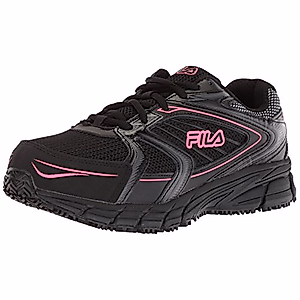 Fila Women's Memory Reckoning 8 Slip Resistant Steel Toe Running Shoe Sr St, Black/Black/KOPK, 11