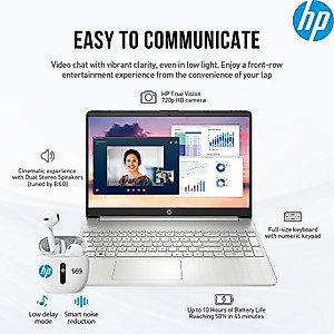 HP 15 Laptop Computer College Students, Ultra Thin Light Notebook PC Laptop 15.6 Inch, 4-core AMD Ryzen 3, 16GB RAM 512GB SSD, Lifetime Microsoft Office Windows 11, 10-key Number Pad Webcam HDMI USB-C
