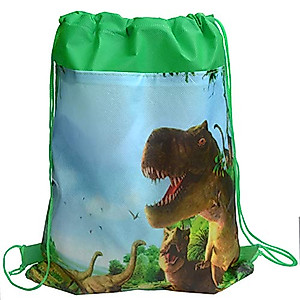 12 Dinosaur Draw String Pouch BACKPACK Bags, Party Bags, Dinosaur Goody Bags, Dinosaur Backpacks, Dino Carry-on Backpacks