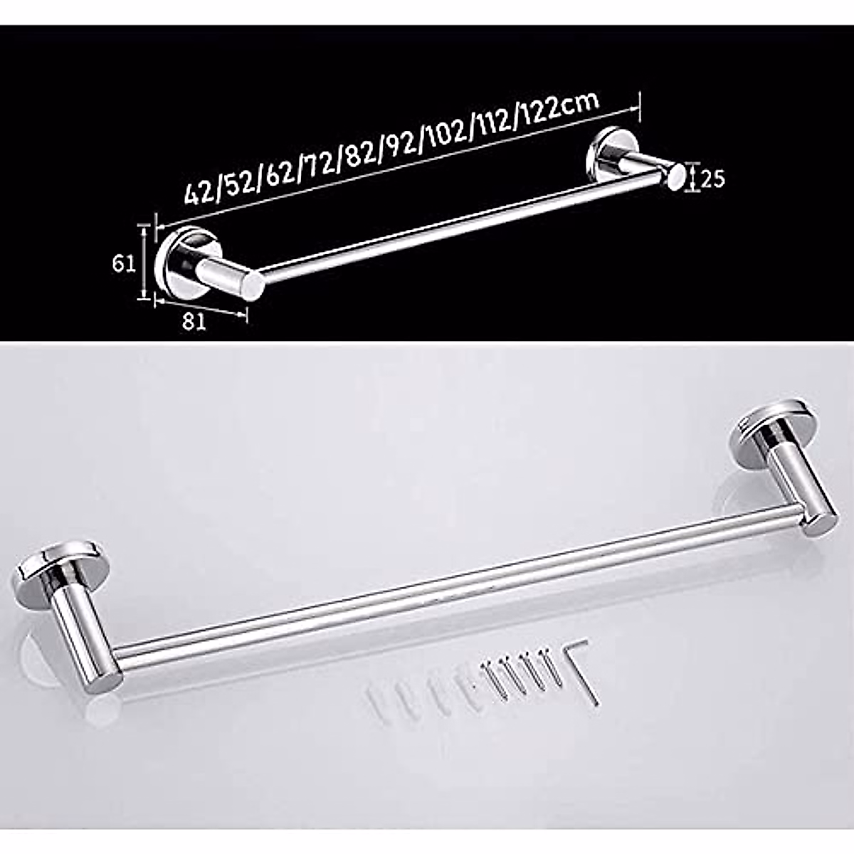 DDBATYYEH Towel Rail Towel Shelfs,Bathroom Shelves Towel Round Round Bar Fixing Screw Kitchen Bathroom Rack Polished Bath Towel Holder, 82cm