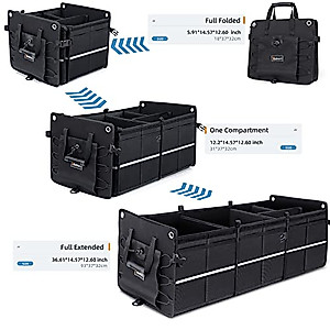 AstroAI Car Trunk Organizer Storage Large for SUV, Truck, Pickup, Collapsible Trunk Organizer Portable Storage Box with Cooler Bag, Foldable Cover, Nylon Handles, PU Bottom and PE Plate