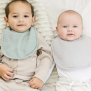 Konssy Muslin Baby Bibs 8 Pack Baby Bandana Drool Bibs Cotton for Unisex Boys Girls, 8 Solid Colors Set for Teething Drooling