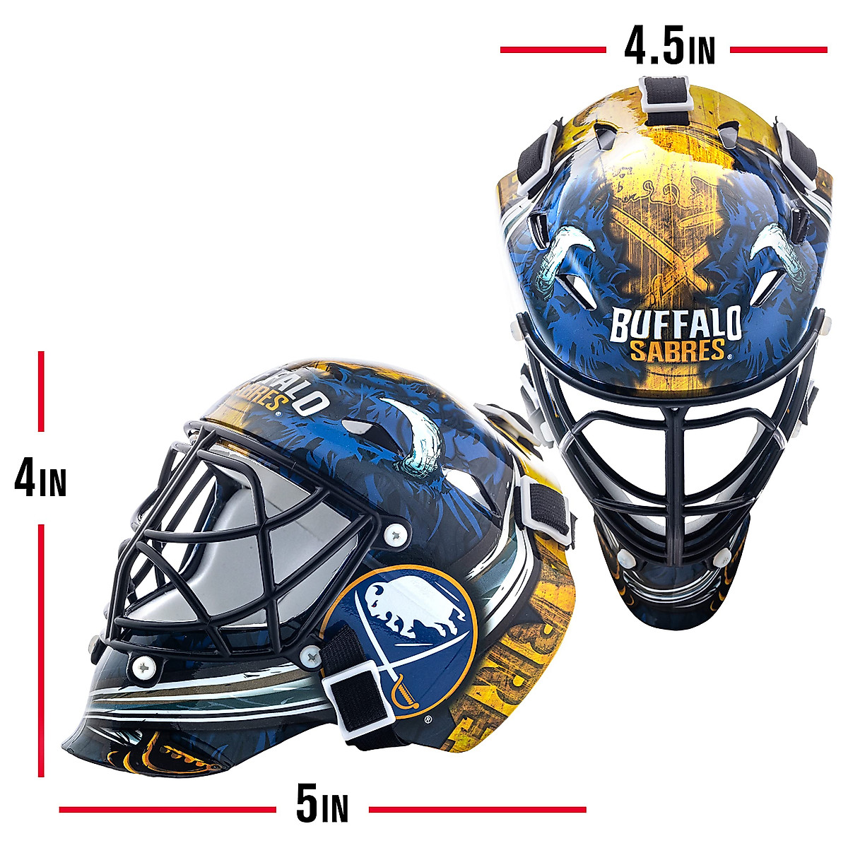 NHL Buffalo Sabres Team Logo Mini Hockey Goalie Mask with Case - Collectible Goalie Mask with Official NHL Logos and Colors