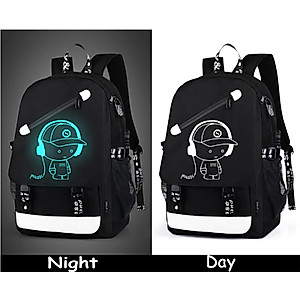 Anime Luminous Backpack , 16'' Laptop Backpack with USB Charging Port with Anti-Theft Lock
