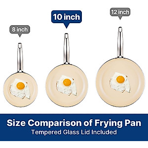 Qstar 10 inch Ceramic Nonstick Frying Saute Pan in Sapphire Blue with Lid and Stainless Steel Handle