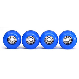 Teak Tuning Fingerboard Bearing Wheels, CNC Lathed, Blue, Set of 4