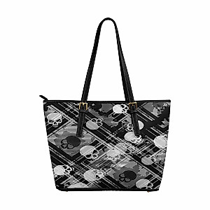 InterestPrint Striped Pattern With Skulls Bags for Women LeatherPurse and Handbags Large Shoulder Bag Crossbody Purse