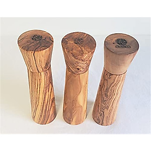Olive Wood Mills with a Ceramic Mechanism, Grinder (Salt, Pepper, Coffee, Dried Herbs and Many Spices), Beige, 9x6.5 INCH