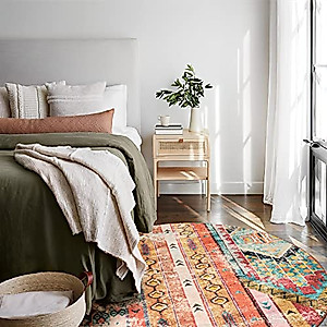 Wonnitar Machine Washable Round Area Rug 6ft - Southwestern Ultra-Thin Large Round Rug for Bedroom,Non-Slip Soft Living Room Circle Mat,Boho Non-Shed Carpet for Laundry Nursery Dining Room