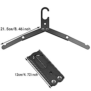 Travel Hangers BLLNDX 2PCS Black Portable Folding Clothes Hangers, Aluminium Alloy Super Bearing Collapsible Hanger, Foldable Clothes Drying Rack for Travel, Indoor and Outdoor