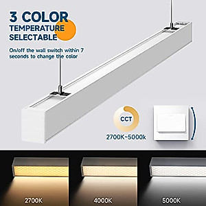 Barrina LED Linear Light, 4FT Linkable Anti-Glare Honeycomb Cover Hanging Light, 2700K 4000K 5000K Color Changing, 45W Seamless Connection Shop Light, ETL, 2 Pack White, 5568 Honeycomb Cover Series