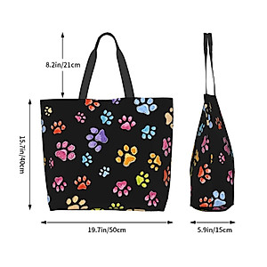 Colorful Dog Gone Pawful Paws Waterproof Tote Bag Women Large Capacity Shoulder Grocery Shopping Bags