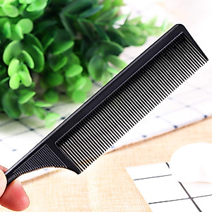 Leinuosen 3 Pack Tail Comb Carbon Fiber Rat Tail Comb Set Heat Resistant Anti Static Styling Tail Comb for Hair Women Back Combing Root Teasing Adding Volume (Black)