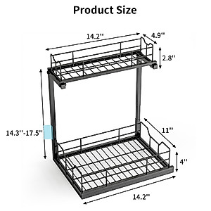 Fixwal 2 Pack Under Bathroom Sink Organizer and Storage, 2-Tier Adjustable Height Kitchen Bathroom Cabinet Organizers and Storage, Metal Pull Out Under Sink Storage for Kitchen Bathroom Cabinet Pantry