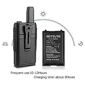 Retevis RT18 Rechargeable Walkie Talkies,Portable FRS Two-Way Radios,Dual PTT,Metal Clip,Small Mini Walkie-Talkie for Seniors Skiing Family Camping Elderly Easter Basket Stuffers for Kids(2 Pack)