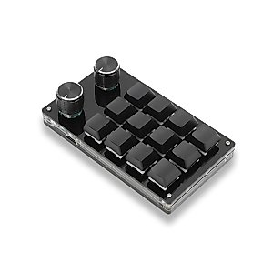 Septpenta Mini 12-Key Keyboard One-Hand Macro Mechanical Keyboard with 2 Adjustment Knobs, Plug and Play, Multifunctional Programmable Shortcuts for Office Games(Black)