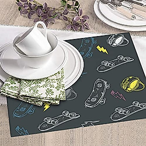 Graffiti Skateboard Printed Drying Mat For Kitchen Ultra Absorbent Microfiber Dishes Drainer Mats Non-Slip Silicone Quick Dry Pad - 18 X 16inch