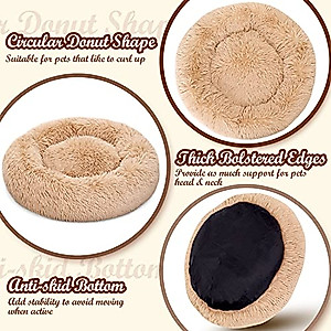 Nobleza Dog Beds for Small Dogs, Washable Soft Round Fluffy Donut Self Warming Cat Bed, Anti-Anxiety Cuddler Dog Calming Bed for Indoor Snoozer & Snuggle, 23" x 23" x 7", Cashmere
