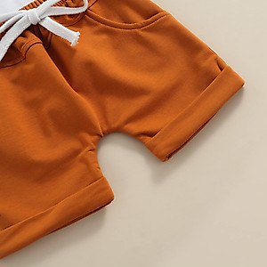 Newborn Baby Boy Clothes Summer Short Sleeve T-shirt Tops Solid Color Shorts 3 6 9 12 18 Months Boy Casual Outfits (Bro White, 18-24 Months)