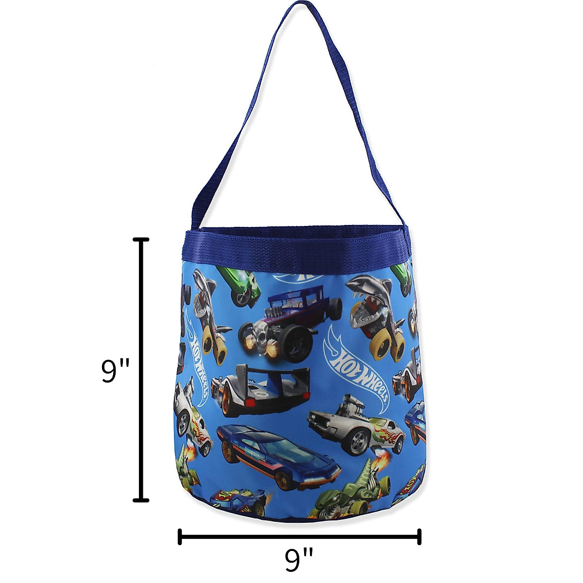 Hot Wheels Collapsible Nylon Basket Bucket Tote Bag (One Size, Blue)