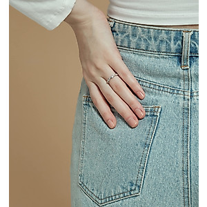 TIGRADE Women Eternity Ring Twisted Rope Cubic Zirconia Engagement Wedding Band Size 4-12, Silver, Size 7.5