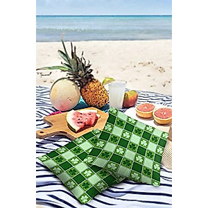 Outdoor Pillows 18x18 Waterproof Outdoor Pillow Covers, St. Patrick's Day Shamrock Plaid Polyester Throw Pillow Covers Garden Cushion Decorative Case for Patio Couch Decoration Set of 2, Buffalo Check