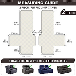 TAOCOCO 100% Waterproof Loveseat Recliner Cover, Non Slip Split Loveseat Covers for Reclining Loveseat with Elastic Straps, Washable Recliner Chair/Furniture Protector for Pets(2 Seater, Chocolate)