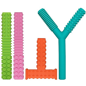 Sensory Chew Toys for Autistic Children, 4 Pack Silicone Chew Tube Teething Sticks Toys for Autism, ADHD, SPD, Chewies with Special Needs, Oral Motor Chewy Tool for Sensory Kids Chewer.