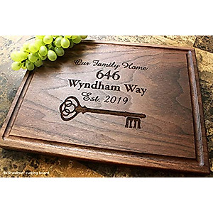 Straga Personalized Cutting Boards | Handmade Wood Engraved Charcuterie | Custom Housewarming, Home Purchase Gift for Homeowners, Rest Estate Agents (First Home Design No.302)