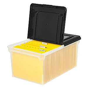 Office Depot Stackable File Tote Box, Letter Size, 14 1/4in. x 23 3/8in. x 10 7/8in., Black/Clear, 139732