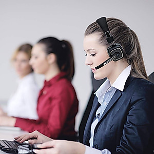 Trucker Bluetooth Headset Wireless with Noise canceling Microphone, On-Ear Wireless Headphones with Mic,Over The Head Earpiece for iOS & Android Mobile Phone, Skype, Truck Drivers, Call Center,Voip