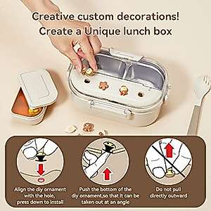 VANDHOME Bento Box Stainless Steel Lunch Box with Cutlery 2-Compartment Lunch Container Reusable Bento Lunch Box, Suitable for Office, Work Meals, BPA-Free Leak-Proof Bento Box (Beige 900ml)