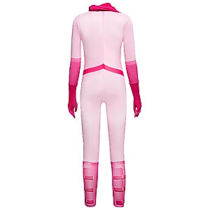 Princess Peach Costume for Girls, Super Brothers Princess Peach Cosplay Costume Jumpsuit with Accessories for Halloween (110(5-6Years))