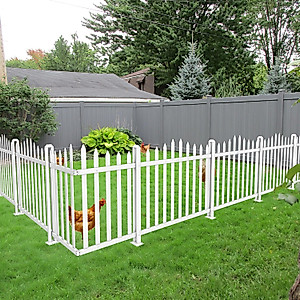 Coarbor 1 Set 84"x36" Vinyl Picket Fence Panel White PVC Garden Decorative Fence for Yard Border Outdoor Patio Pet Barrier Temporary Small Dog Fence(20 Pickets, Scallop)